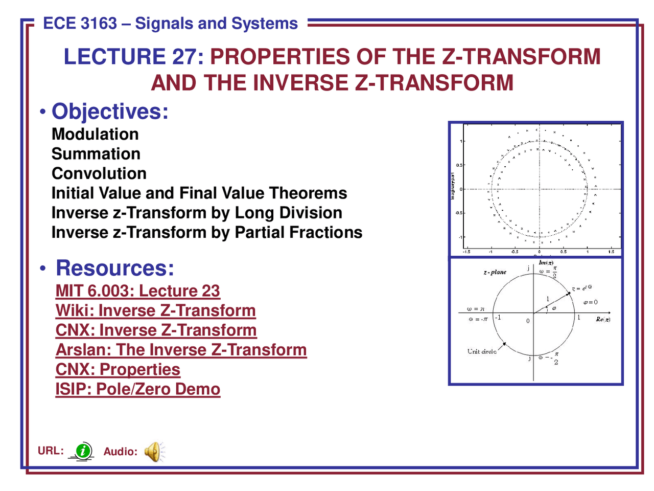 Z Transform Signals And Systems Lecture 27 Slides Electrical And