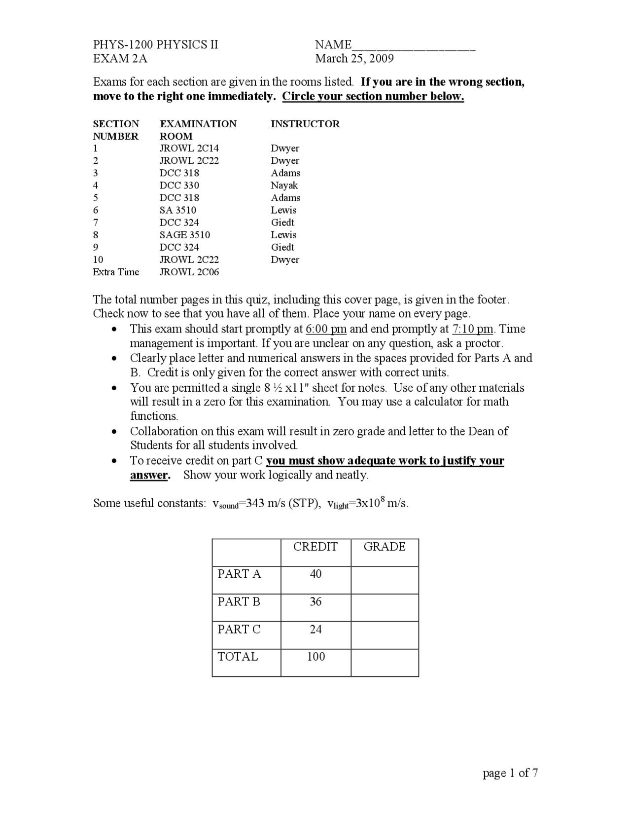 Solved Problems On General Physics Ii Test 2 Phys 1200 Docsity