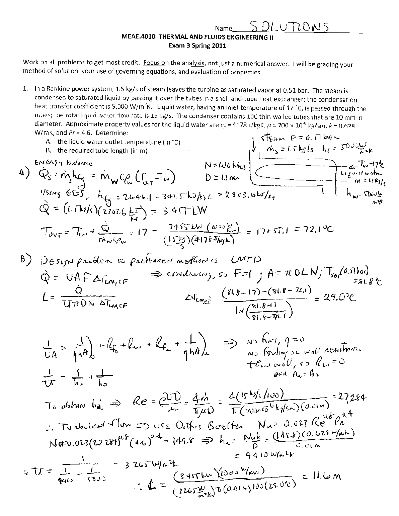 Solved Final Exam On Thermal And Fluids Engineering Ii Mane 4010