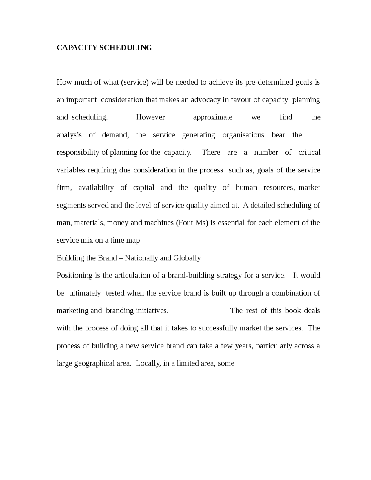 Service Marketing Capacity Scheduling Notes Business Management