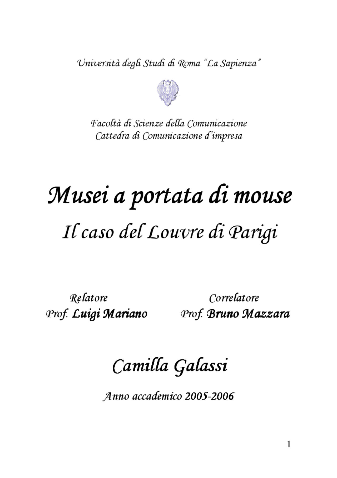 Musei a portata di mouse: il caso del Louvre di Parigi - Docsity