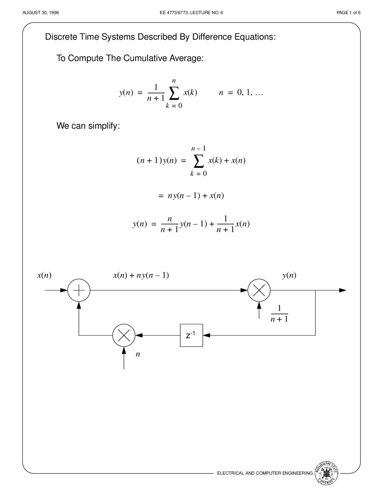 Discrete Time Systems Difference Equations-Digital Signal Processing ...