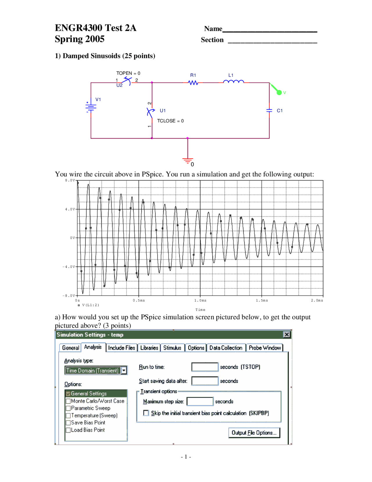 Exam 2a For Electronic Instrumentation Engr 4300 Docsity
