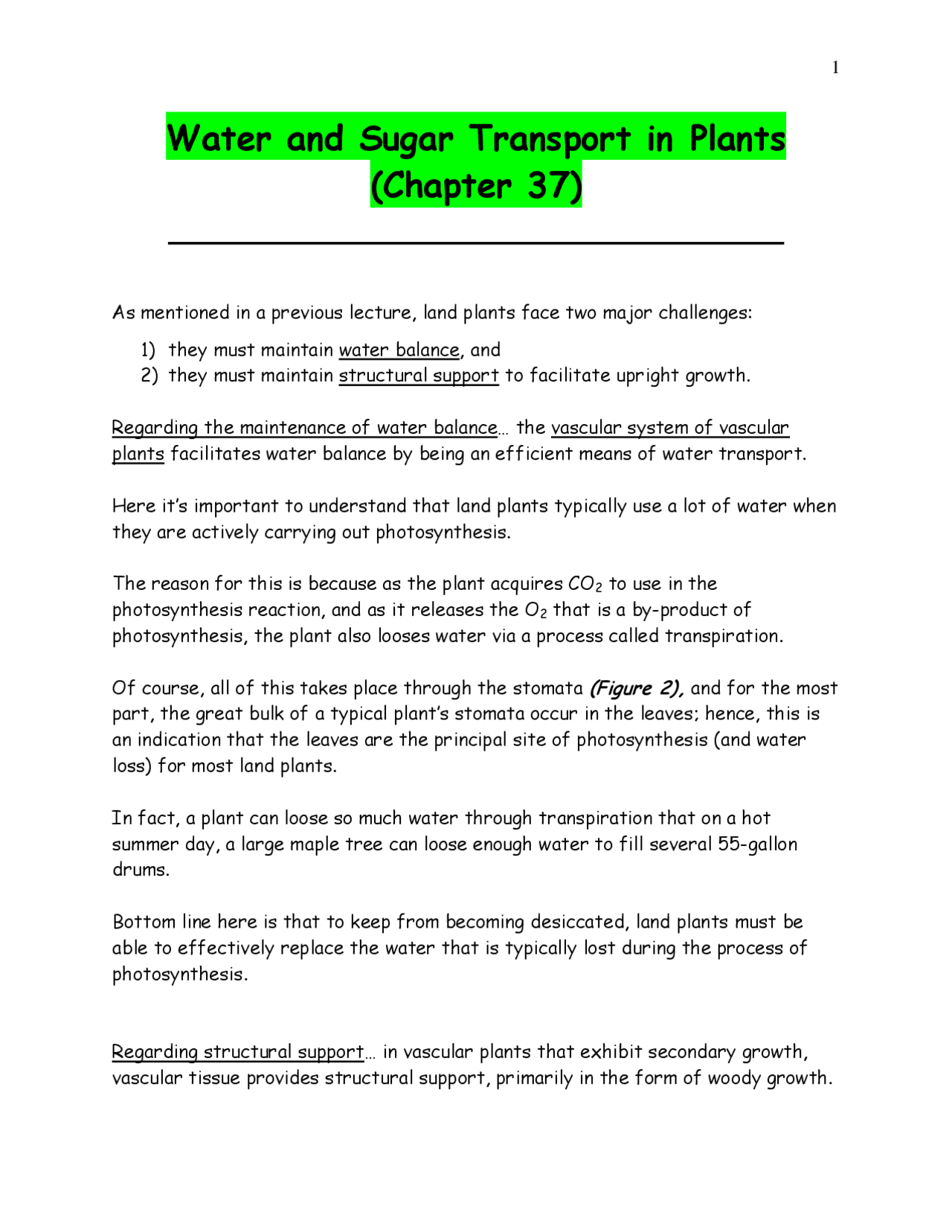 Water and Sugar Transport in Plants - General Biology | BIOL 1120 ...