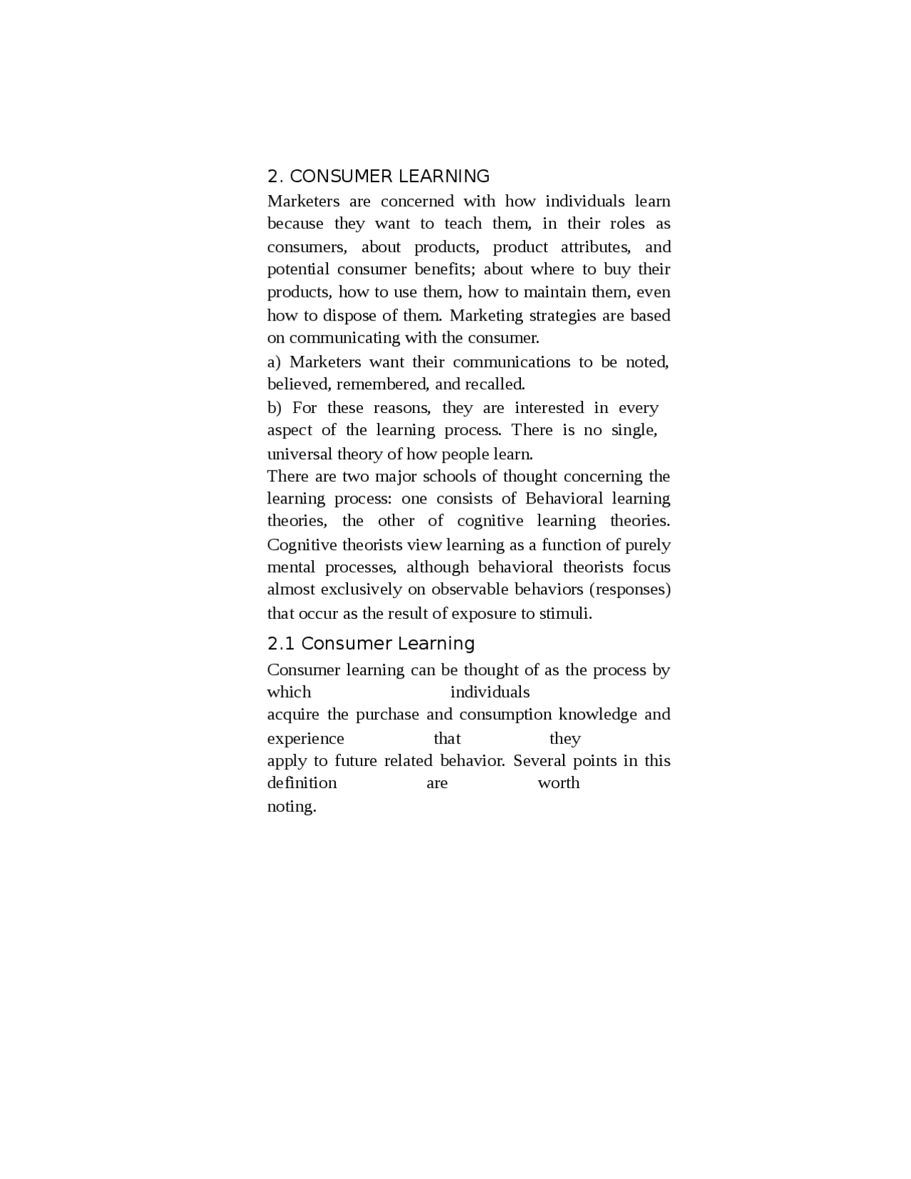 Consumer Behaviour And Marketing Action Consumer Learning Notes