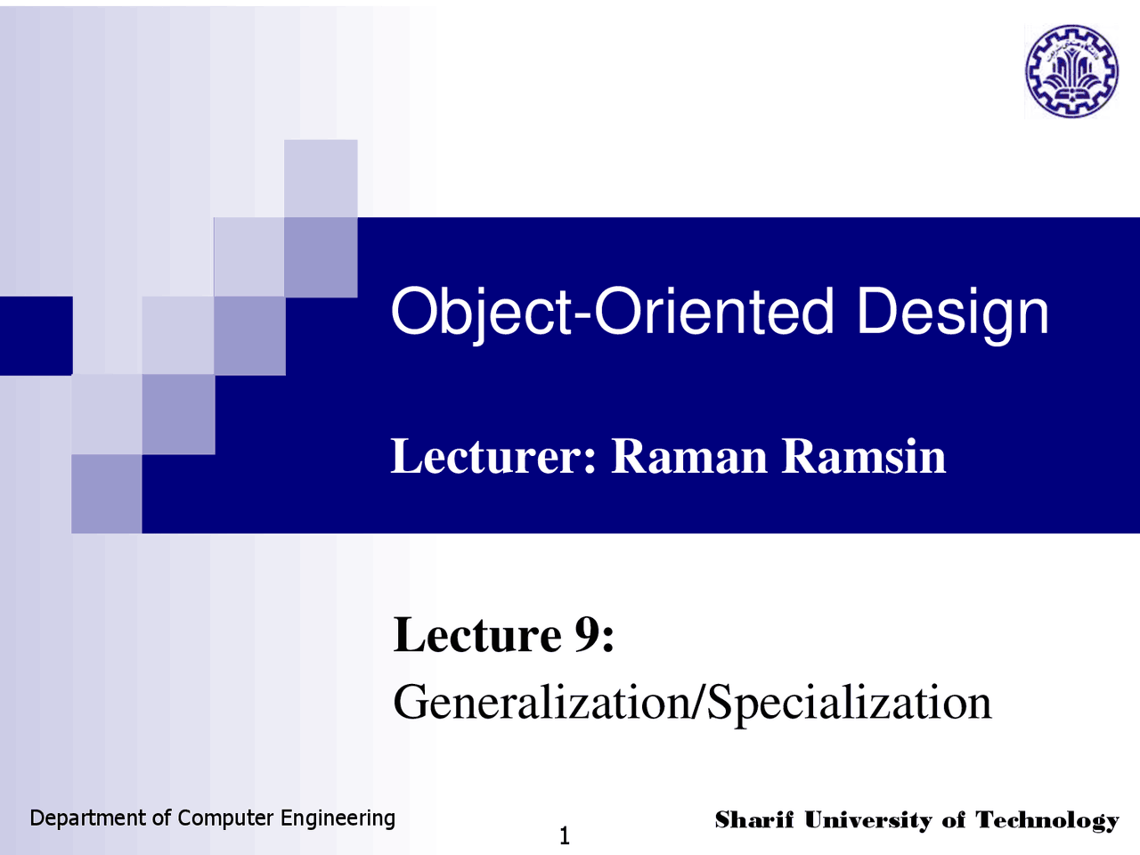 Generalization Specialization Object Oriented Design Lecture 9 Slides