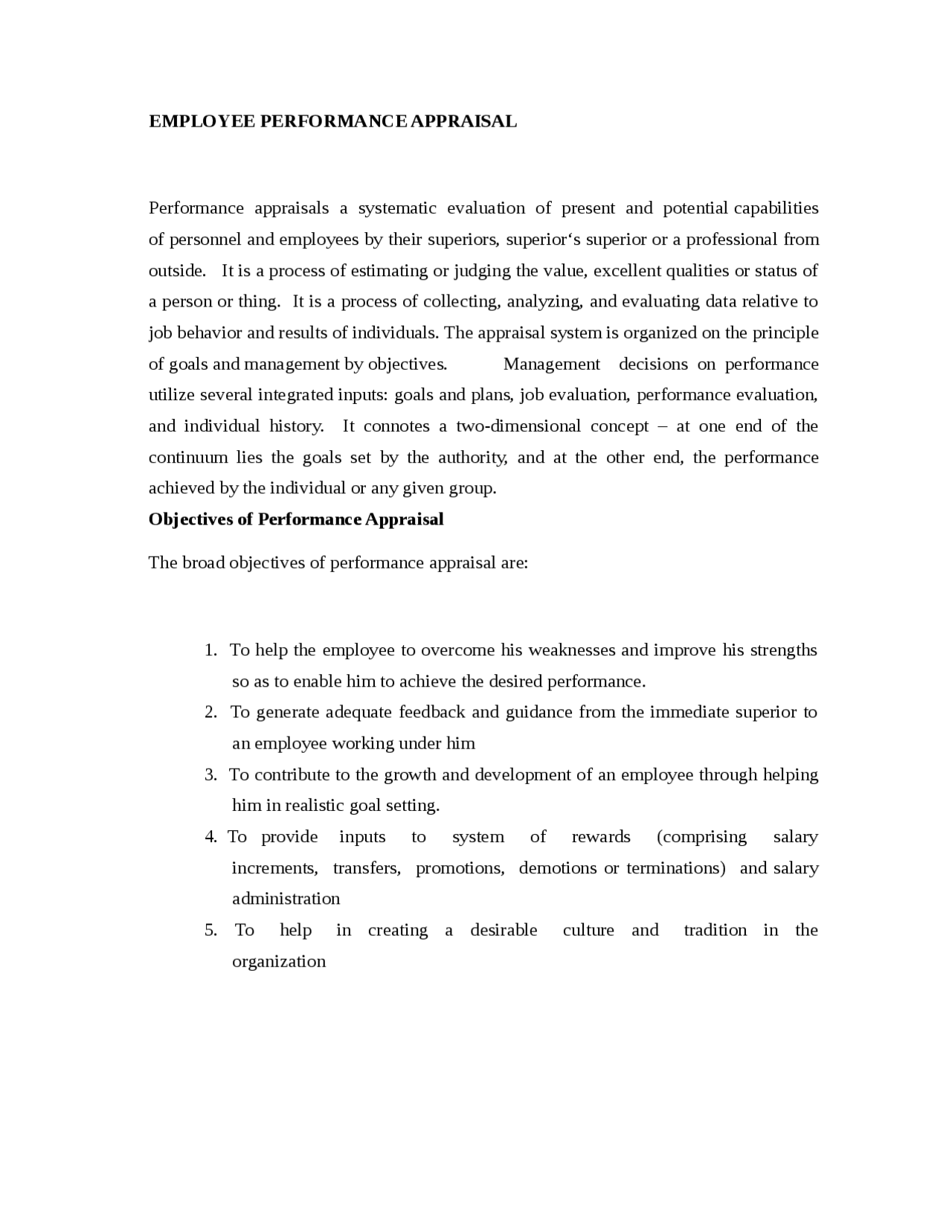 Employee Legislation - EMPLOYEE PERFORMANCE APPRAISAL - Notes ...
