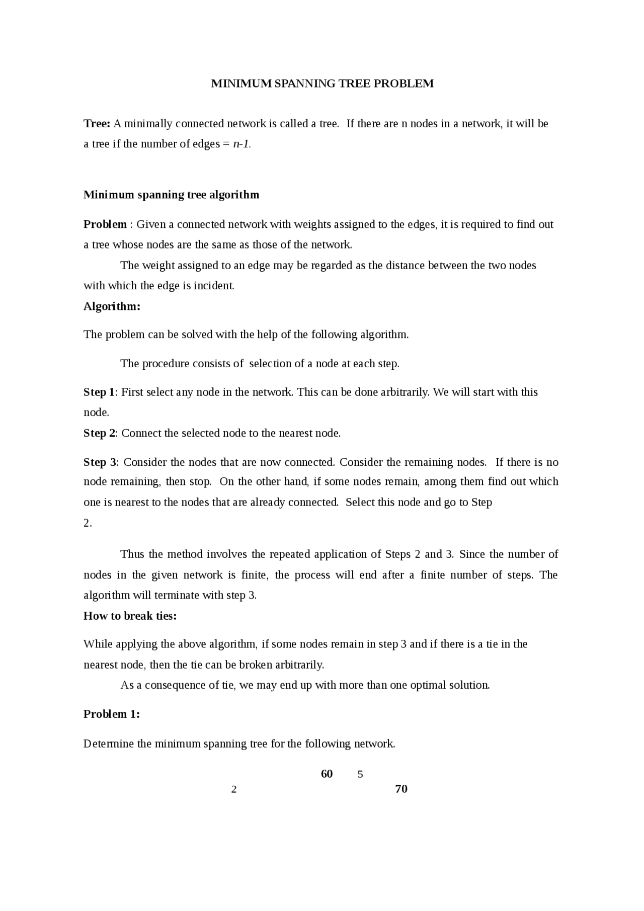 Operations Research - MINIMUM SPANNING TREE PROBLEM - Excercise ...