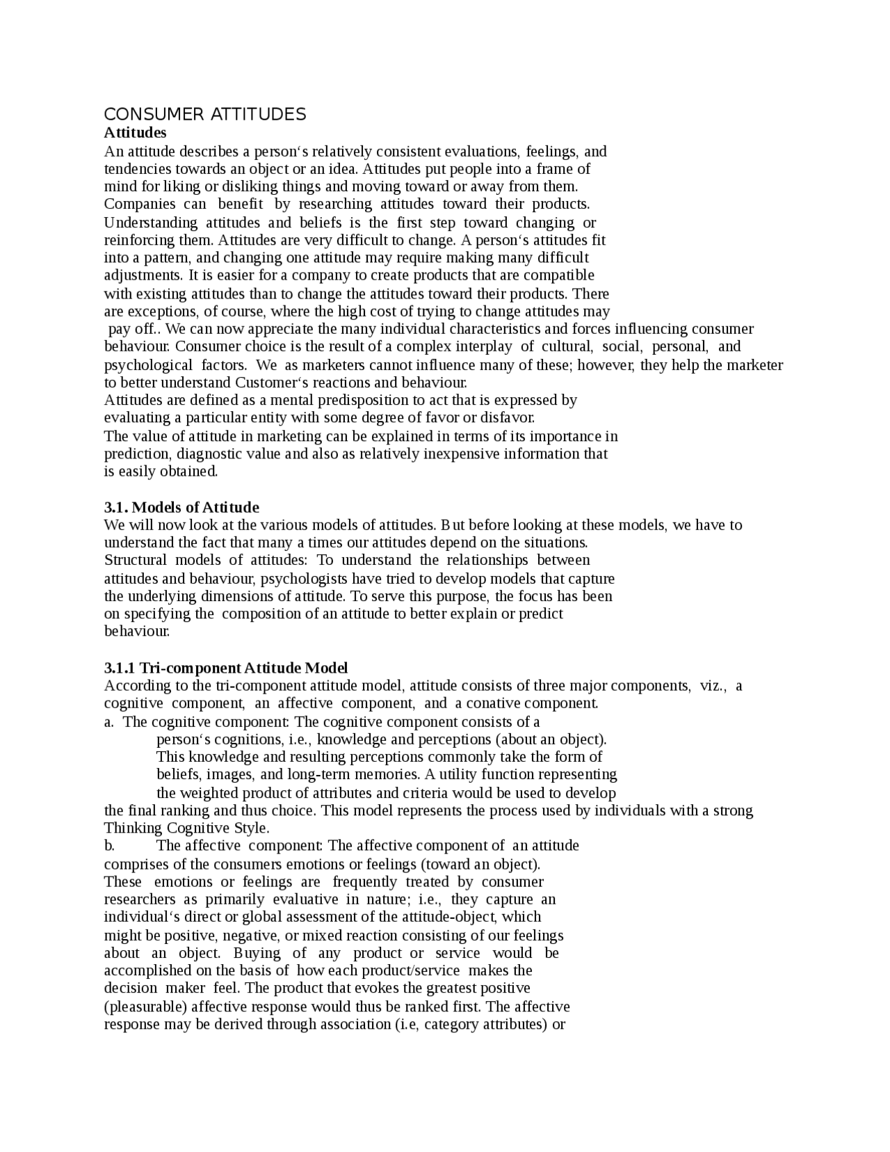 Consumer Behaviour And Marketing Action Consumer Attitudes Notes