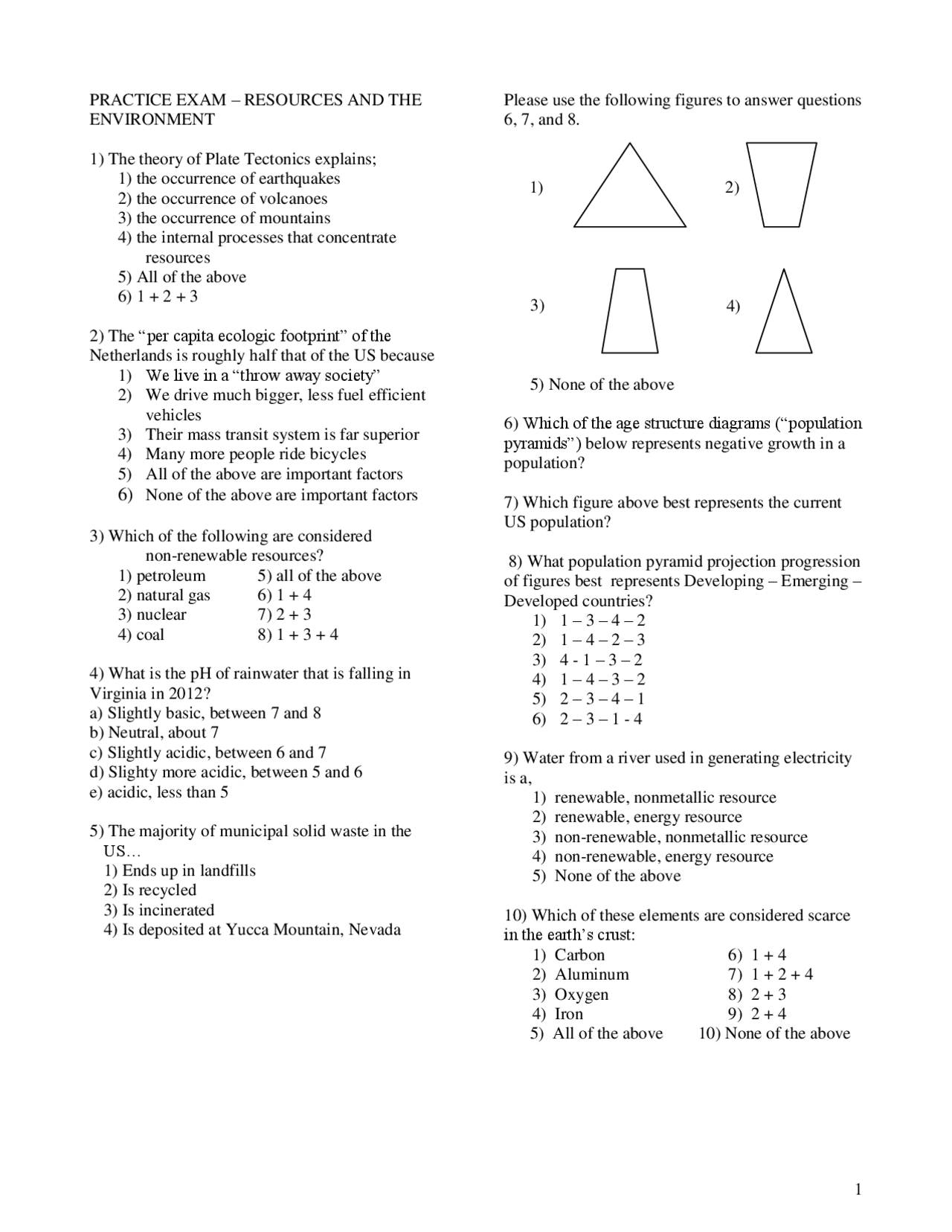 50 Questions Exam 1 For Resources Geology Geos 1024 Docsity