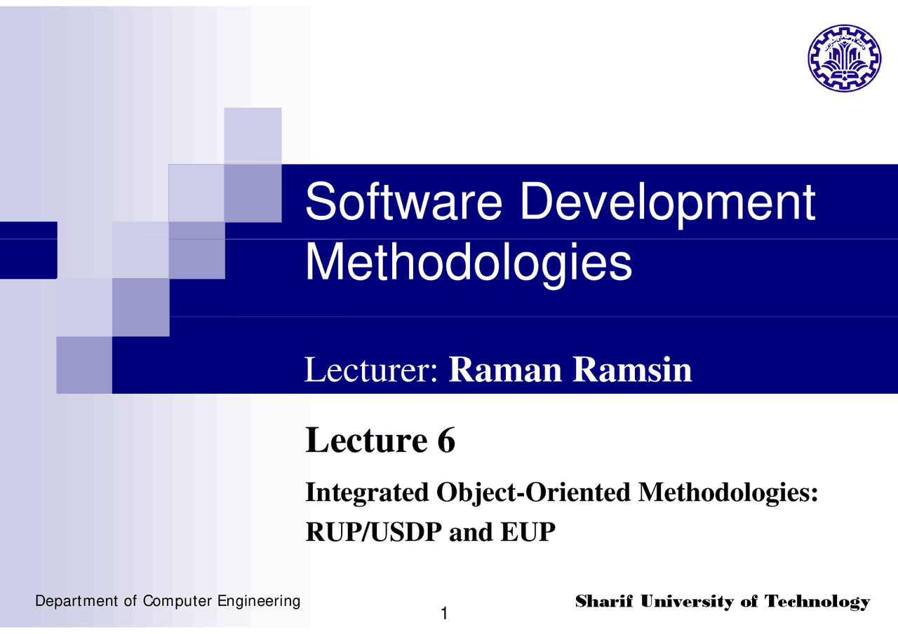 Rupusdp And Eup Software Development Methodologies Lecture 6 Slides