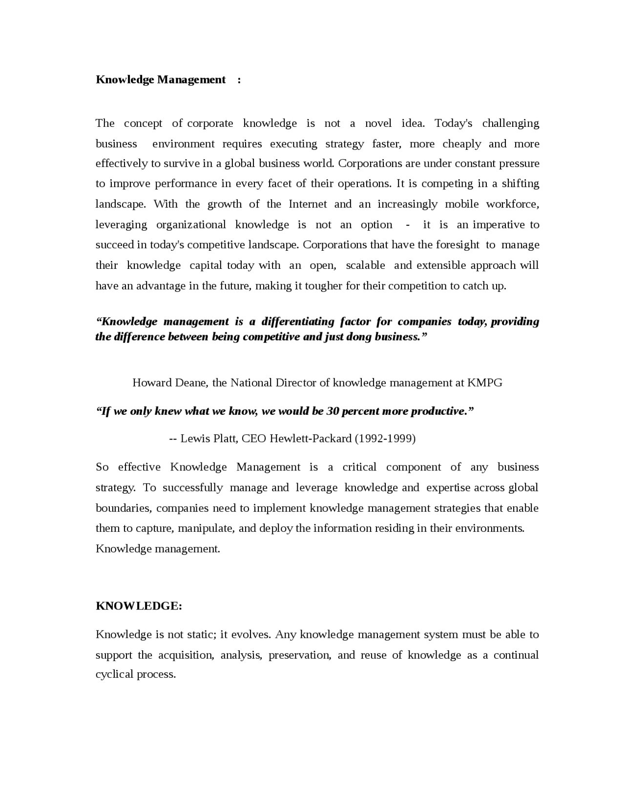 CRM-Knowledge Management-Notes-Business Administration - Docsity