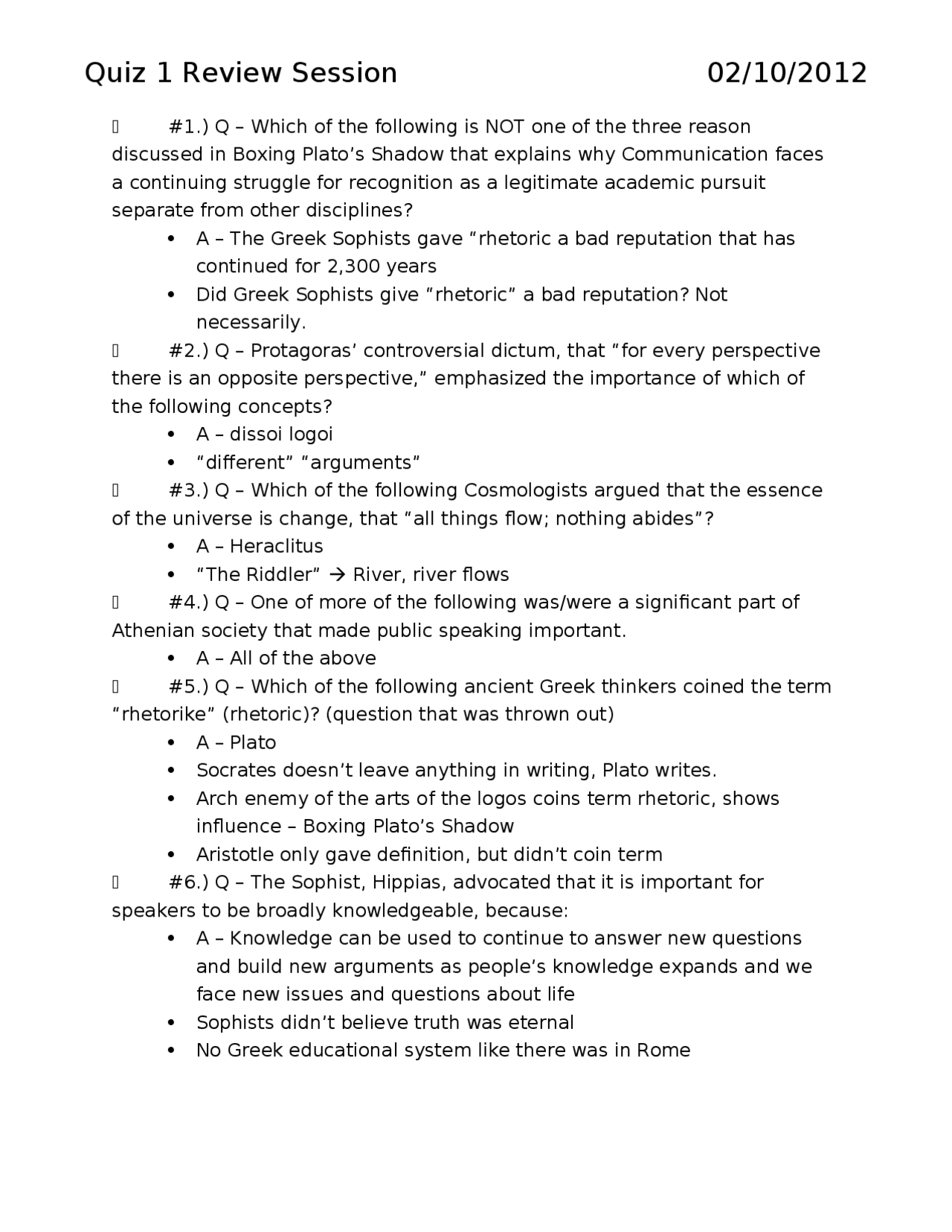 Quiz 1 Review Sheet - Introduction to Communication Studies | COMM 1014 | Quizzes Communication ...
