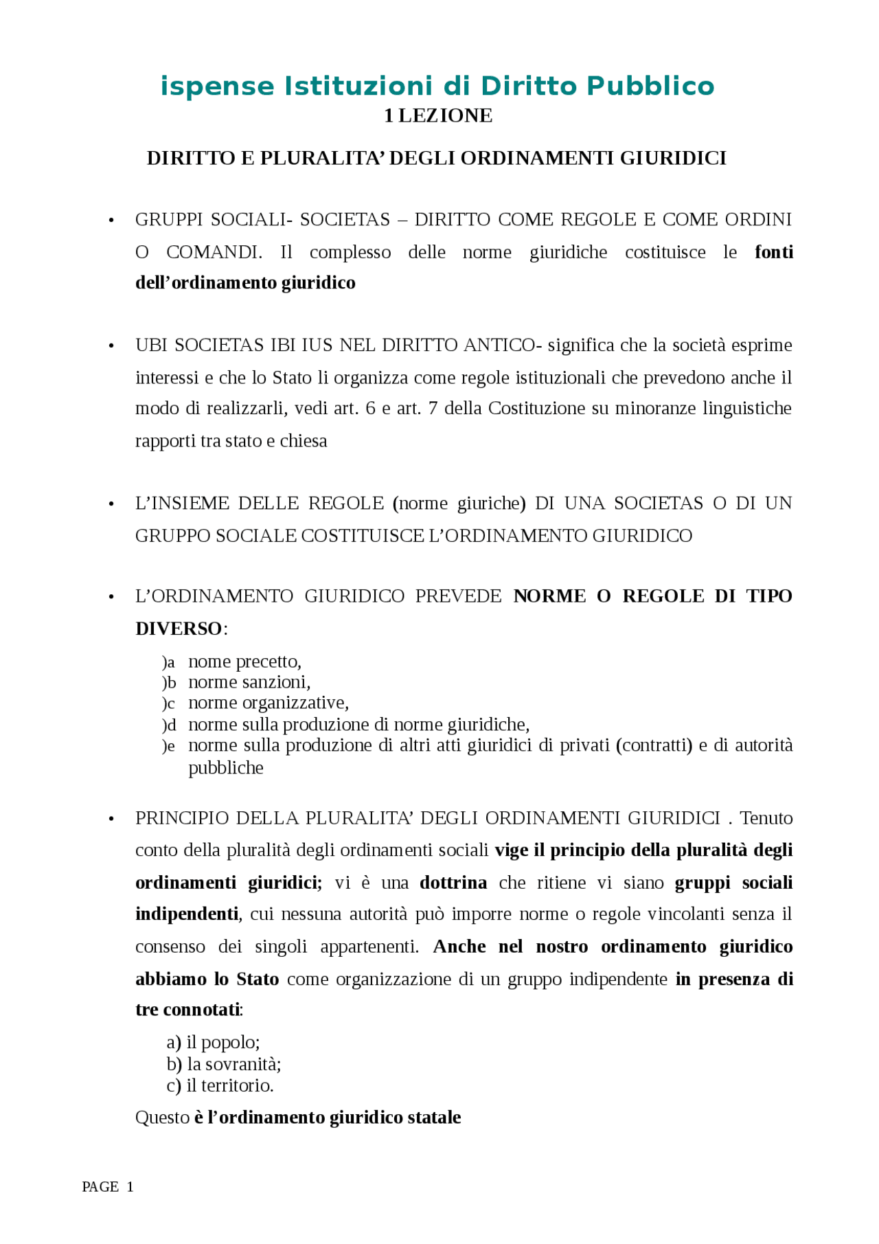 Parte 1 Dispense Istituzioni Di Diritto Pubblico Docsity
