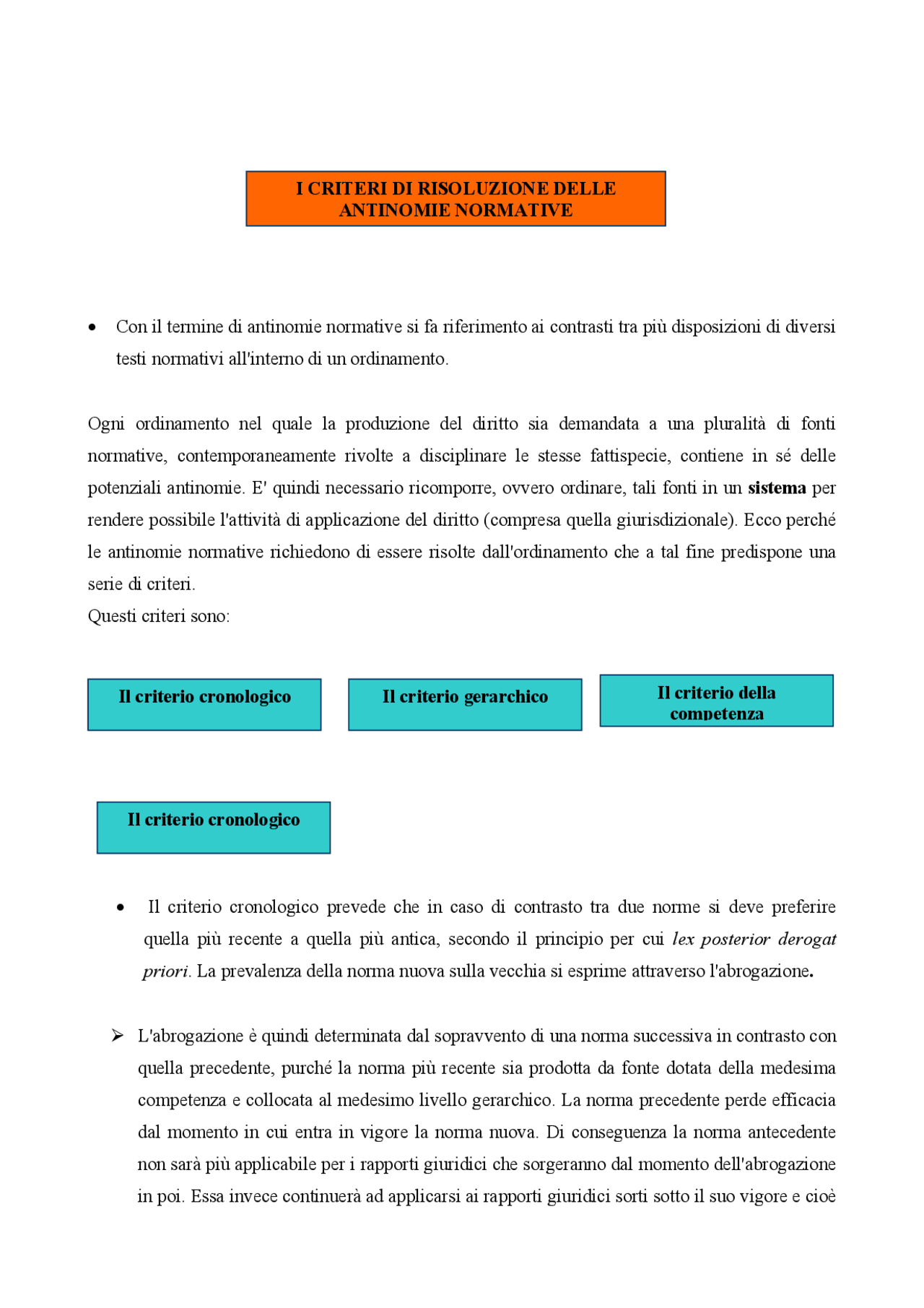 Criteri di risoluzione antinomie - Docsity