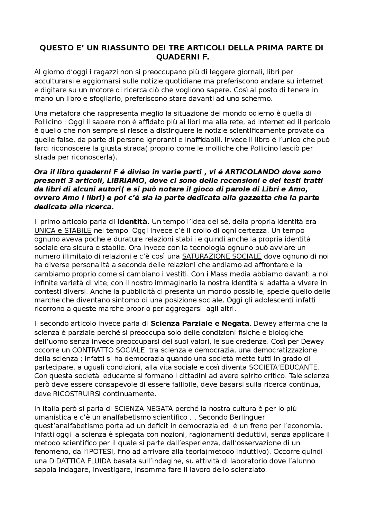 Storia Modelli Educativi Docsity