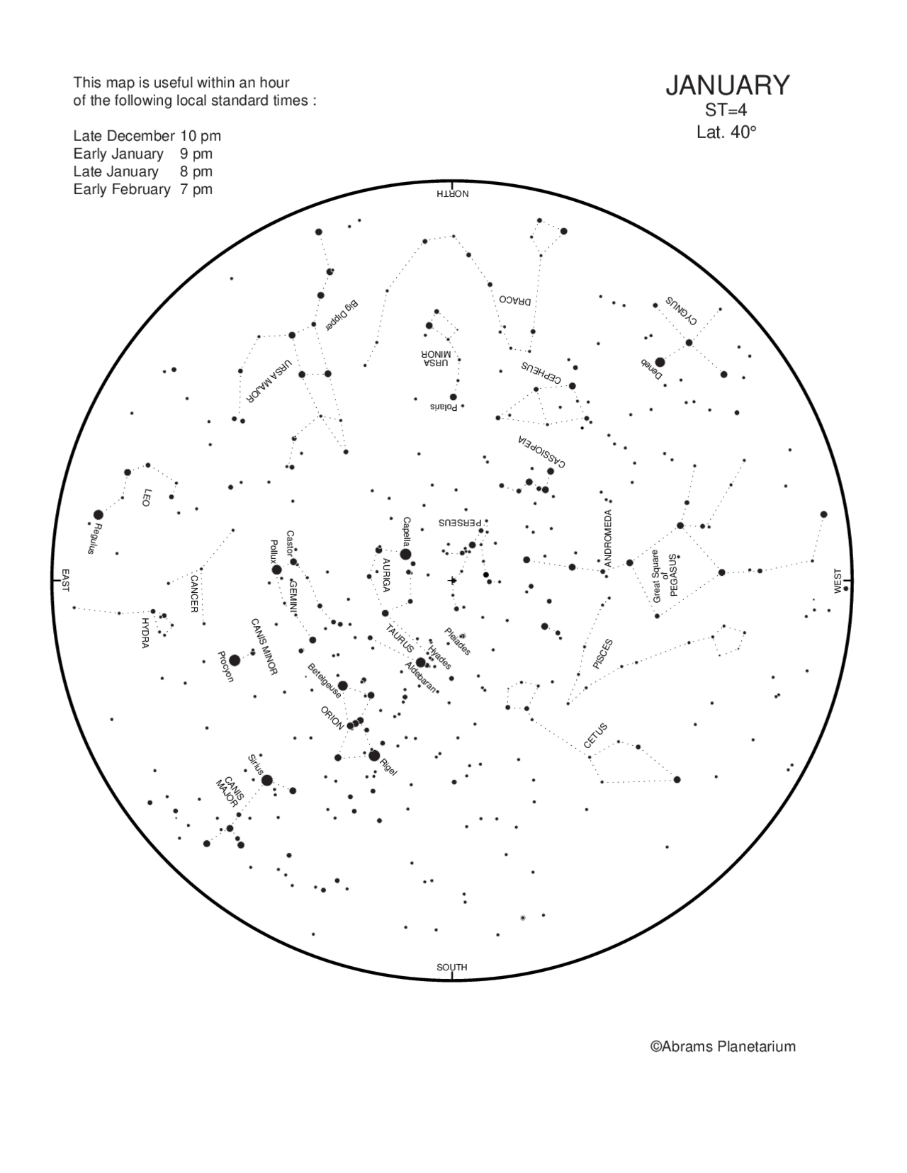 January Sky Map Visions Of The Universe Lab Isp 205l Docsity