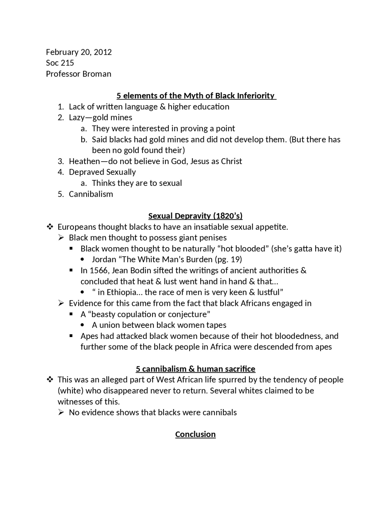 5 Elements Of The Myth Of Black Inferiority Race And Ethnicity Soc