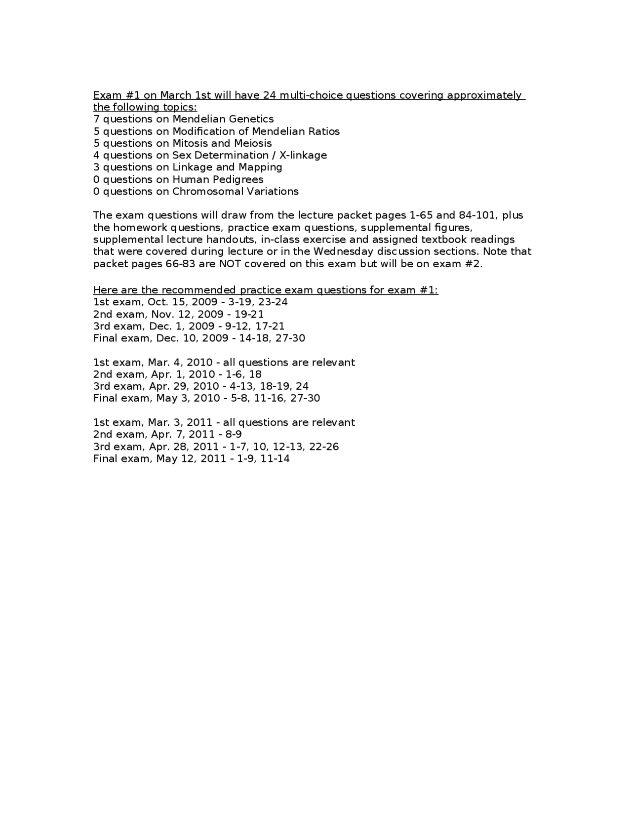 Principle of Genetics - Test One Questions | BIOL 2153 | Exams Genetics ...