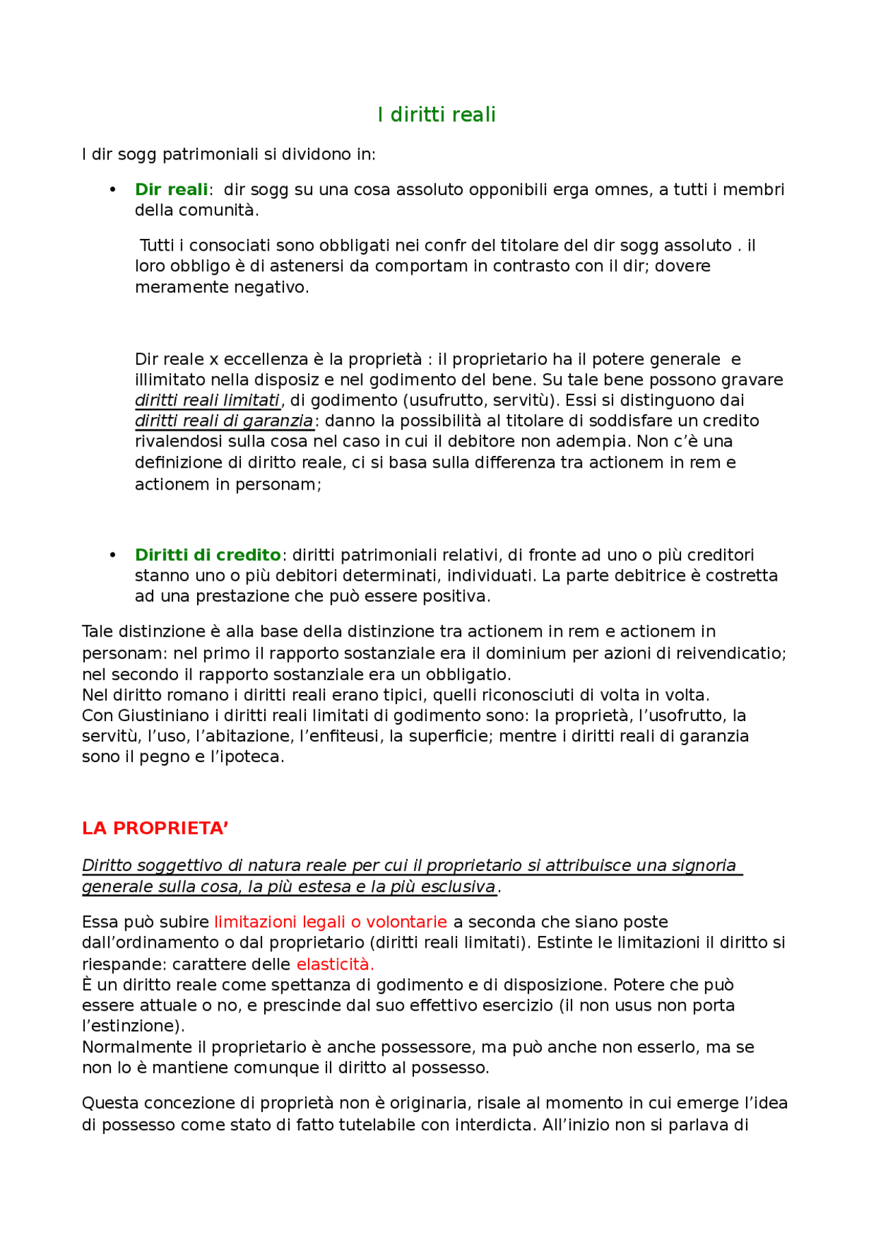 I Diritti Reali Nel Diritto Romano Docsity