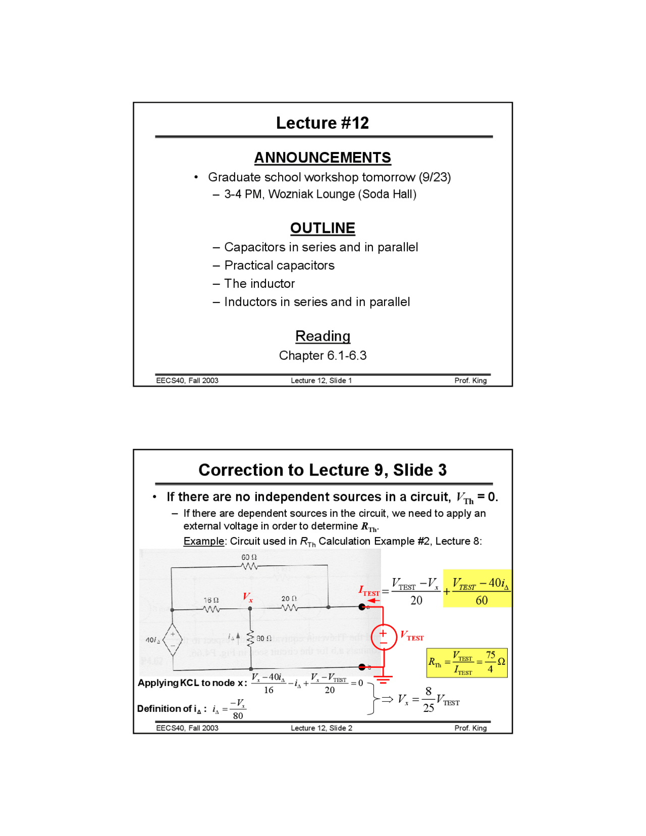 Current Introduction To Microelectronic Circuits Lecture 12 Slides