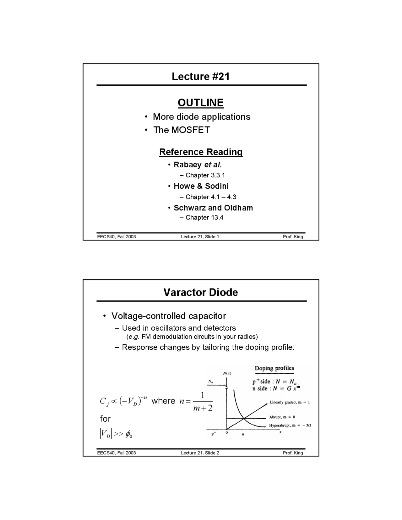 Varactor Diode-Introduction to Microelectronic Circuits-Lecture 21 Slides-Electrical Engineering ...