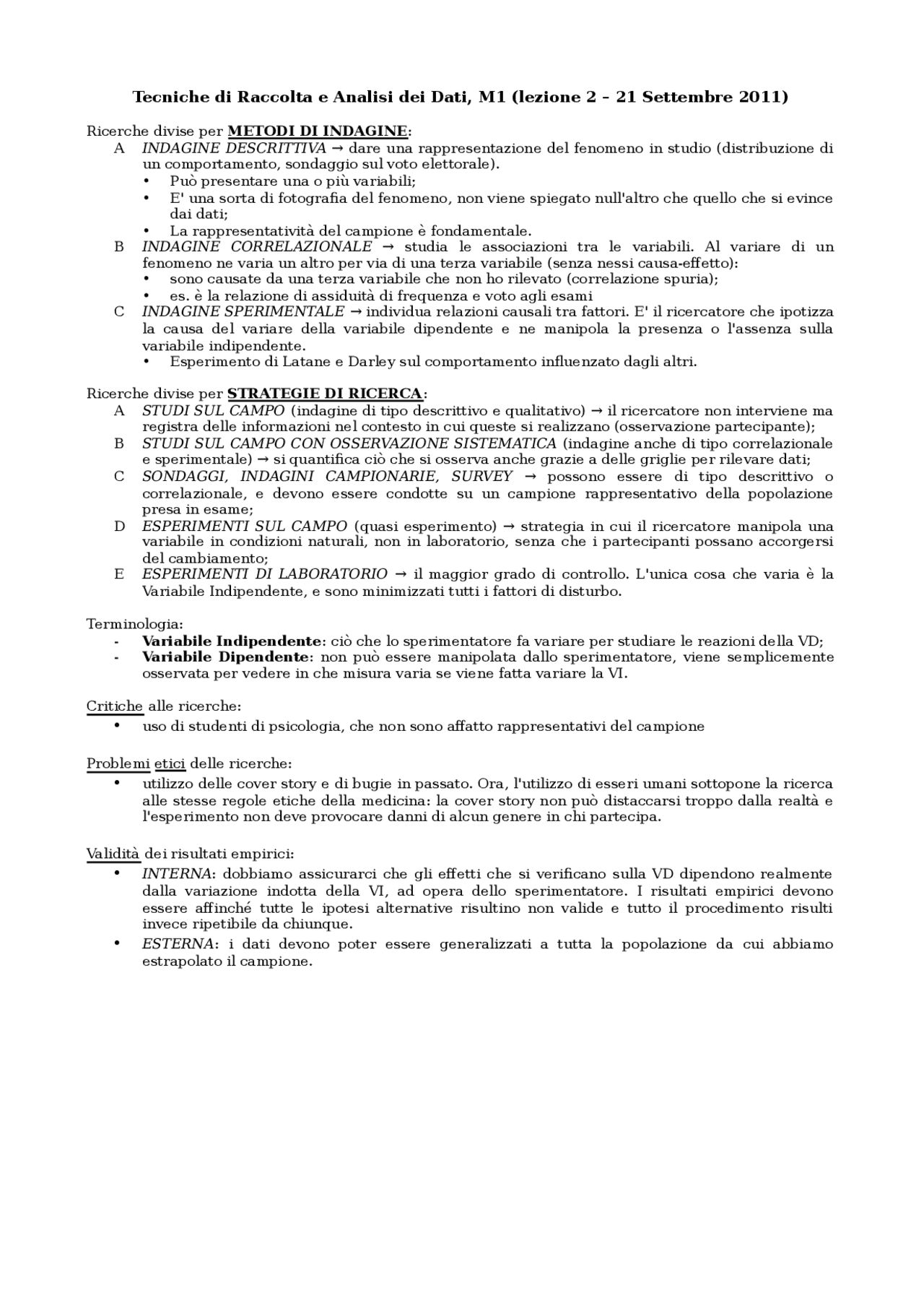 1 Metodi Di Indagine E Strategie Di Ricerca Docsity