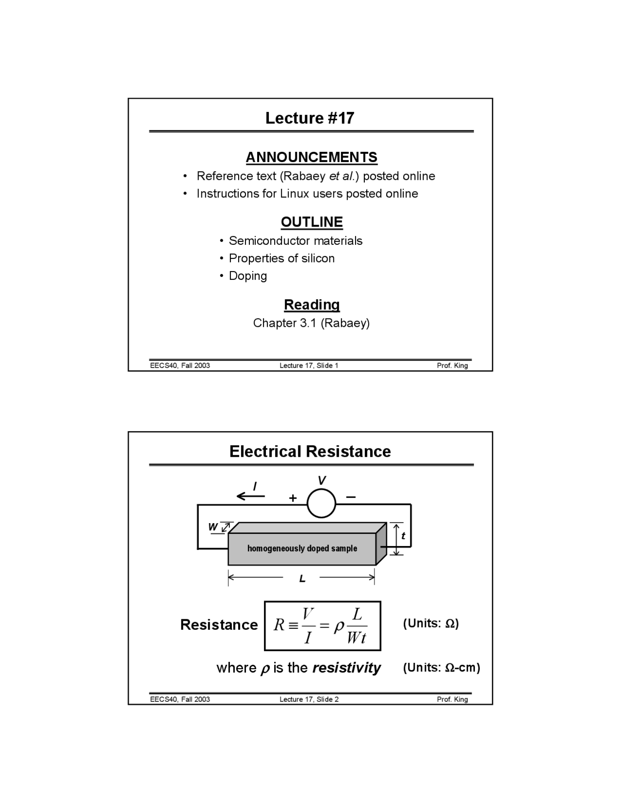 Electrical Resistance-Introduction to Microelectronic Circuits - Docsity