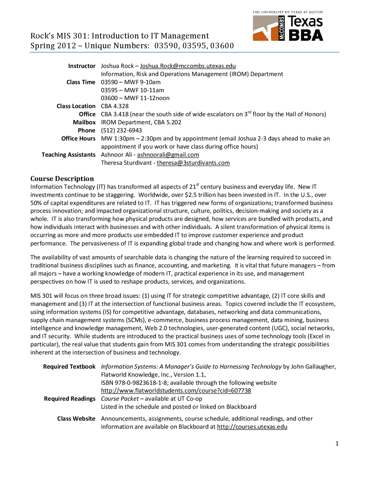 Introduction to Technology Management | MIS 301 - Docsity