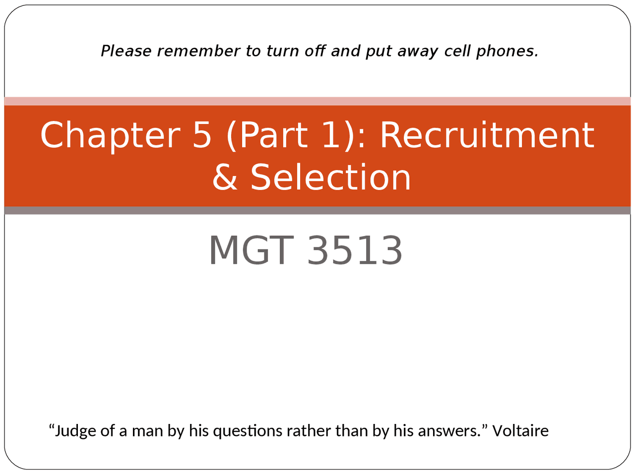 Lecture Slides For Recruitment And Selection Mgt 3513 Docsity