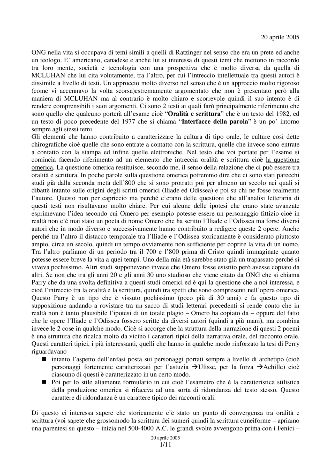 Sintesi Di Semiotica Rif Oralità E Scrittura Wong Docsity