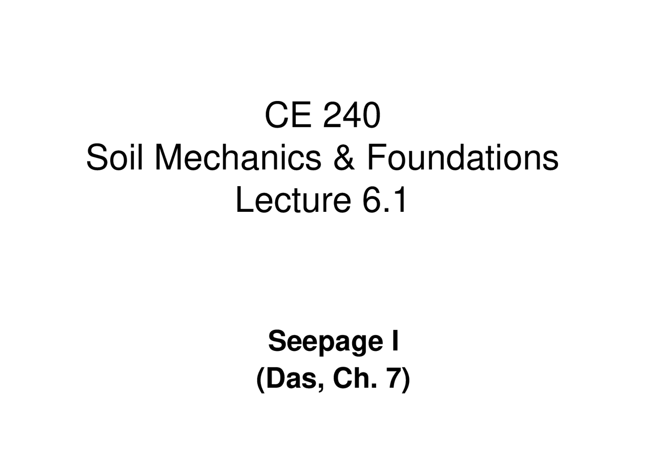 Soil Mechanics and Foundations-Lecture 15 Slides-Civil and Environmental Engineering - Docsity