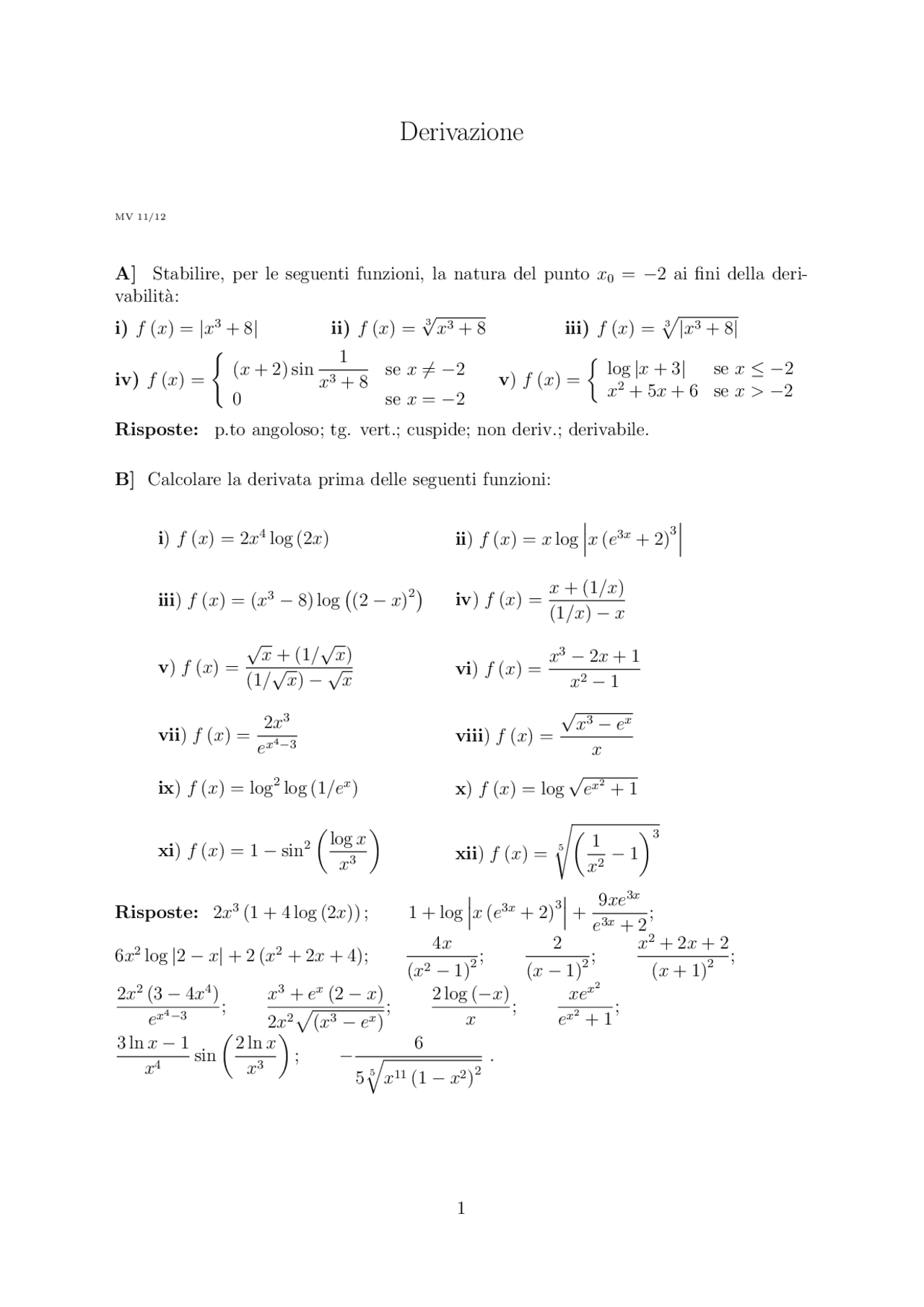 Appunti Di Analisi Il Calcolo Delle Derivate Il Calcolo Differenziale