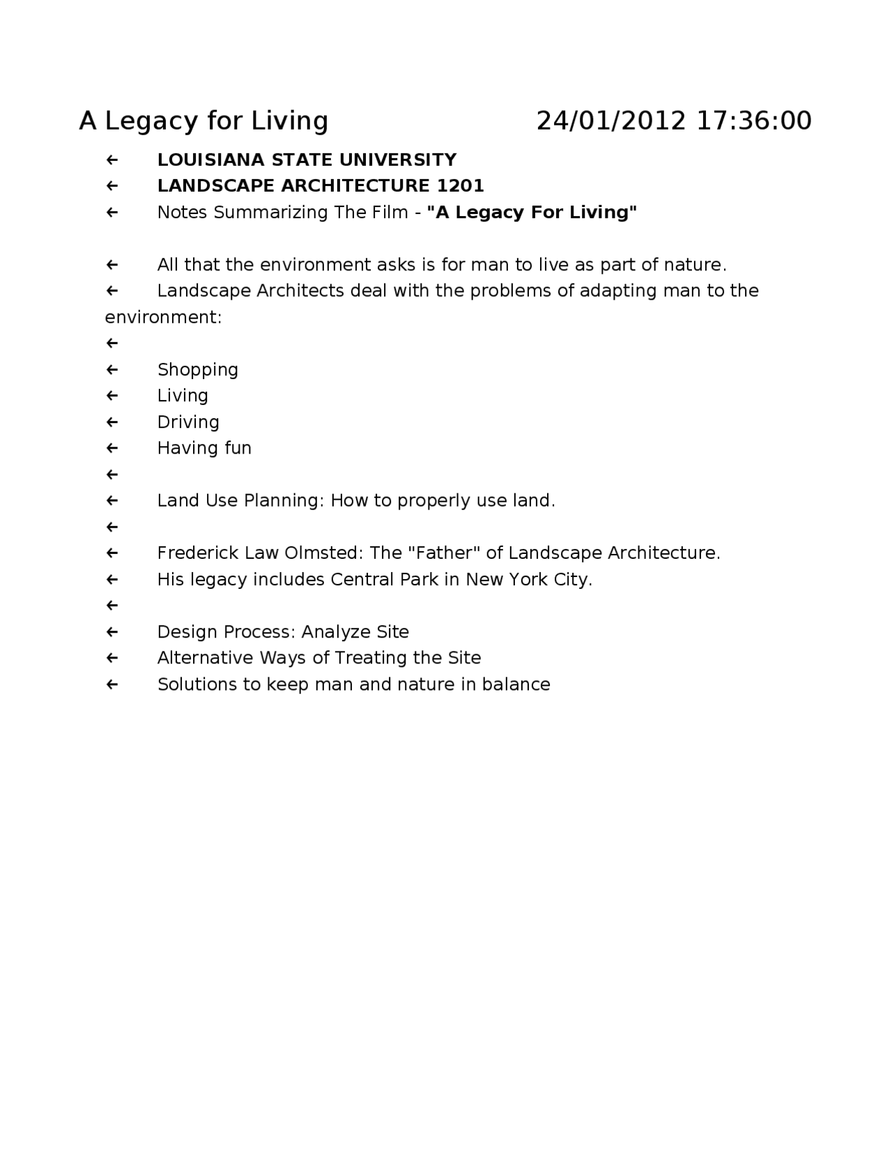 Introduction to Landscape Architecture - Review Sheet | LA 1201 | Study ...