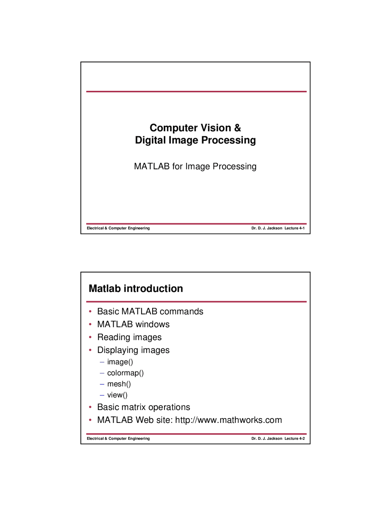 MATLAB Image Processing-Digital Image Processing-Lecture 04 Slides ...