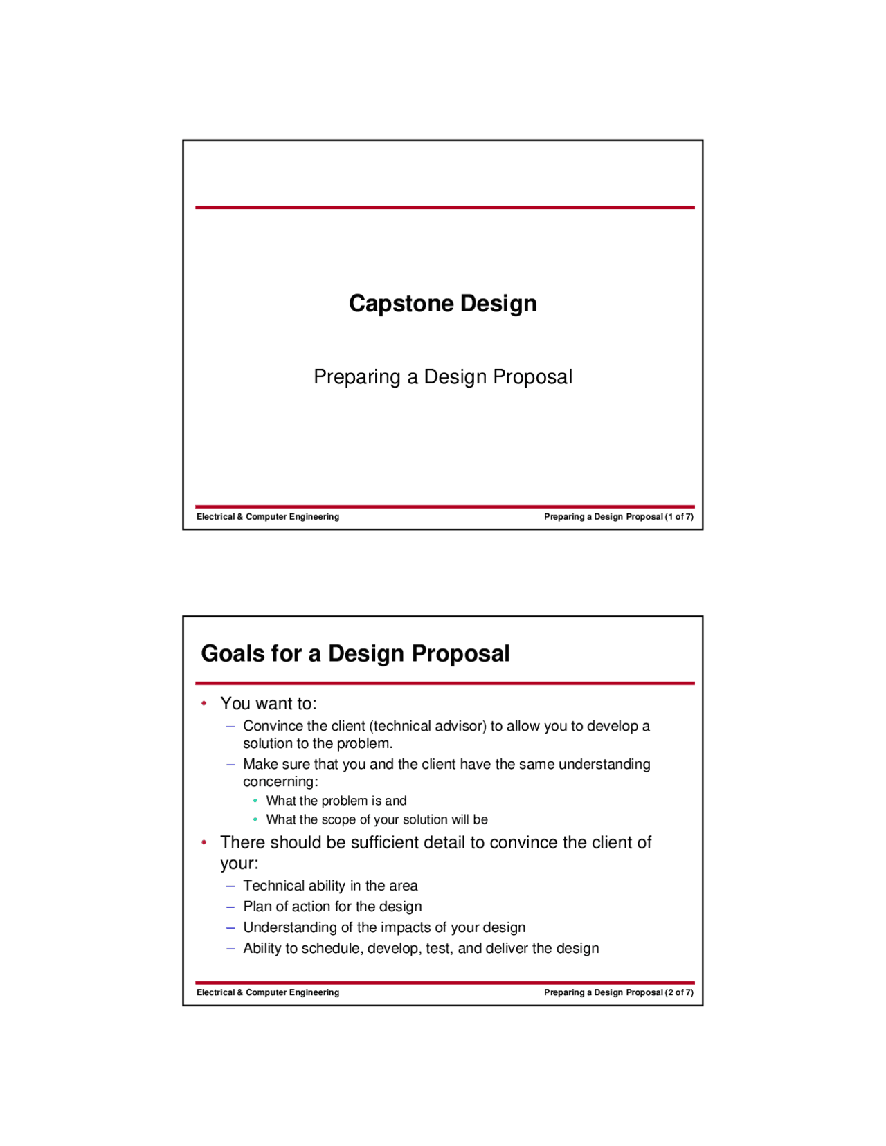 Proposal Capstone Design Lecture 04 Slides Electrical And Computer