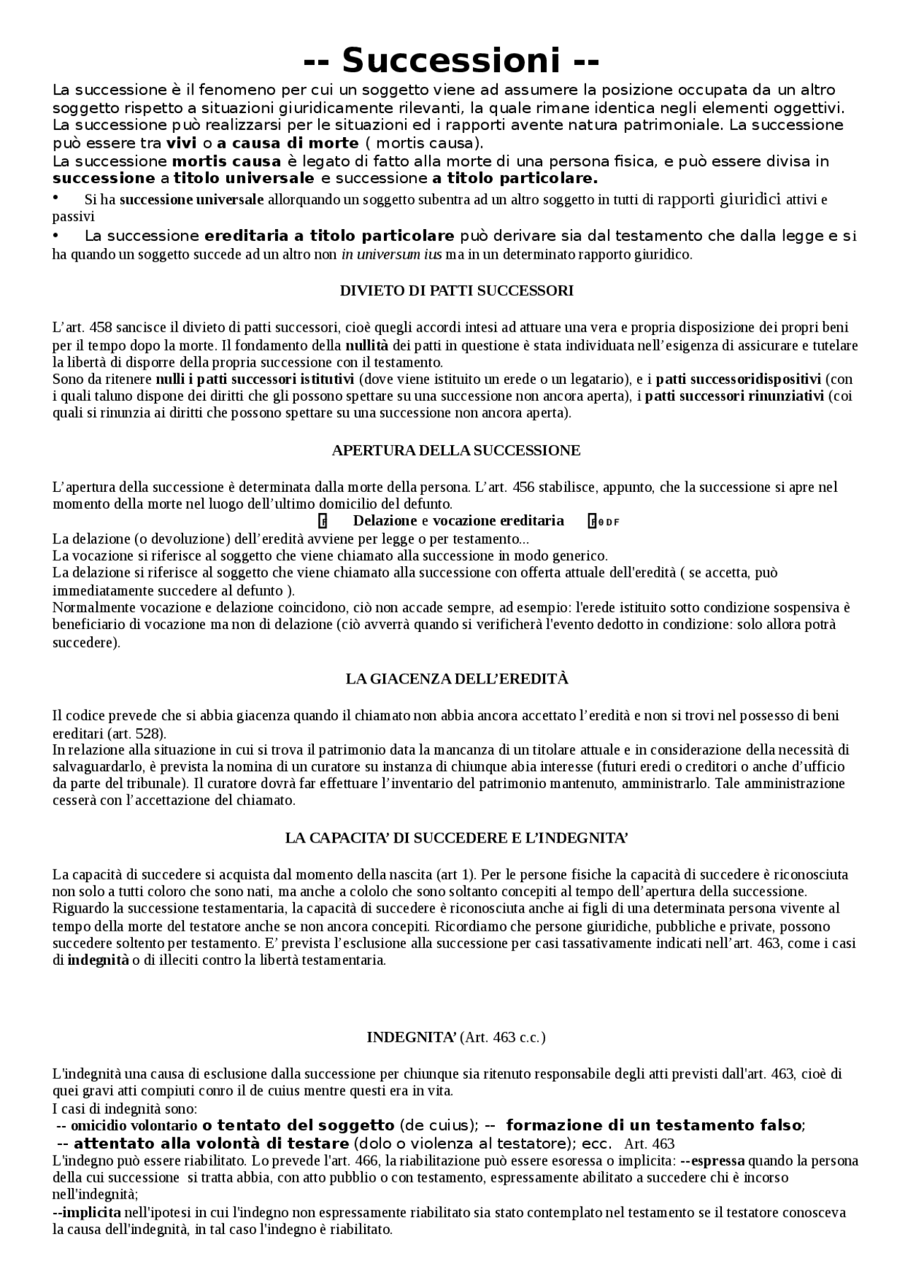 02 Diritto Privato Ii Successioni Docsity