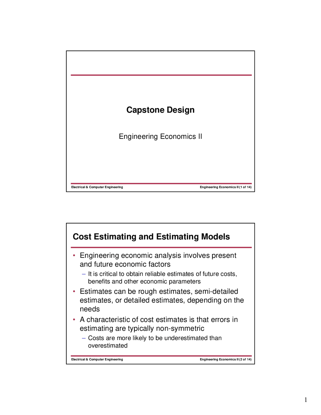 Economics Capstone Design Lecture 13 Slides Electrical And Computer