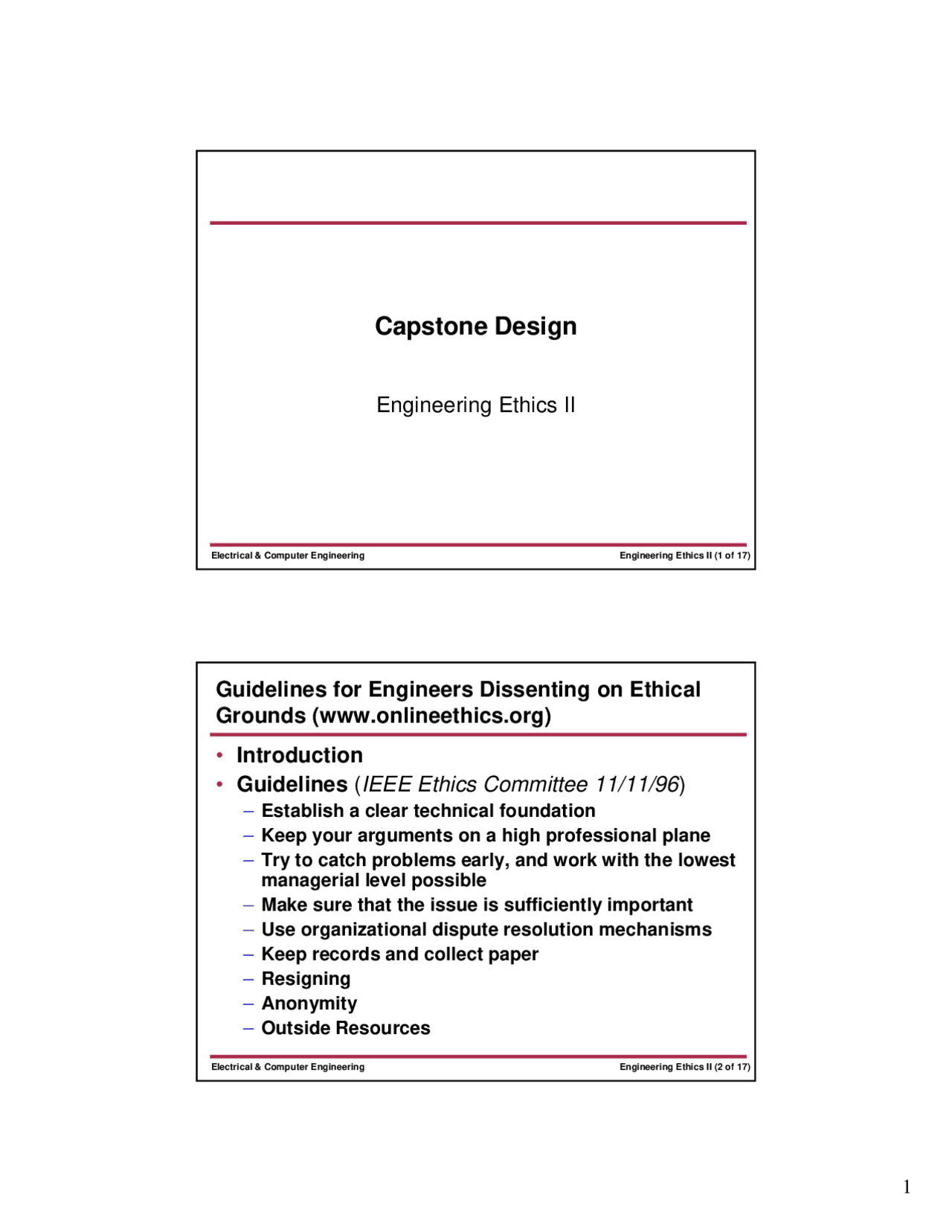 Ethics Capstone Design Lecture 17 Slides Electrical And Computer