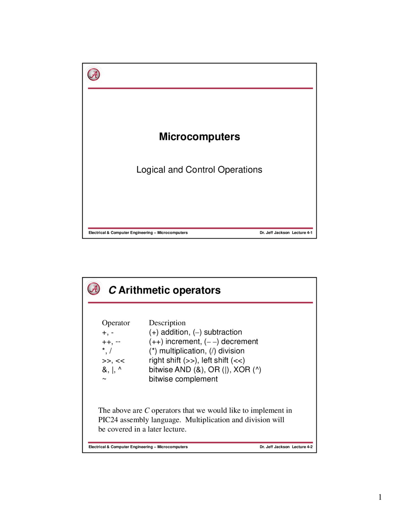 Logical Control Operations-Microcomputers-Lecture 04 Slides-Electrical ...