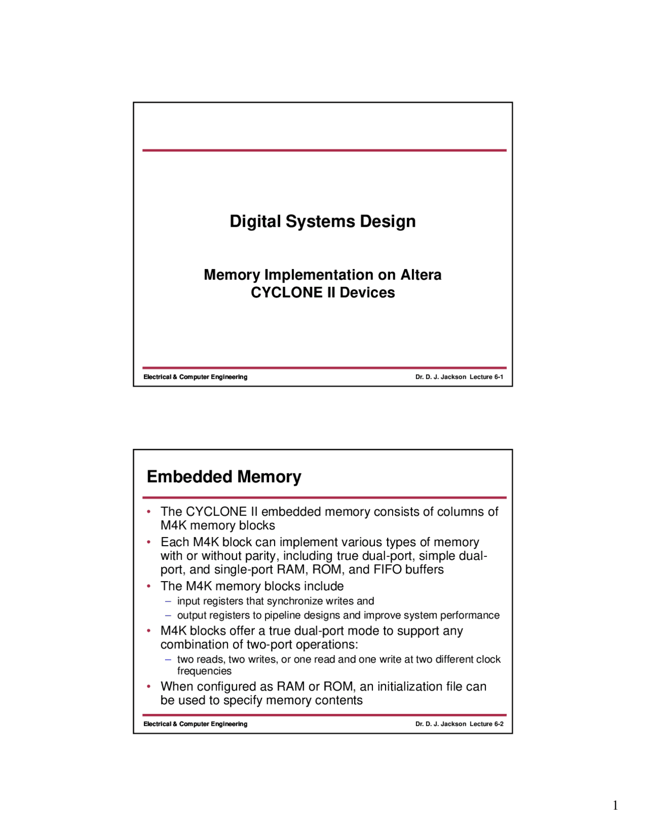 Memory Implementation-Digital Systems Design-Lecture 06 Slides ...