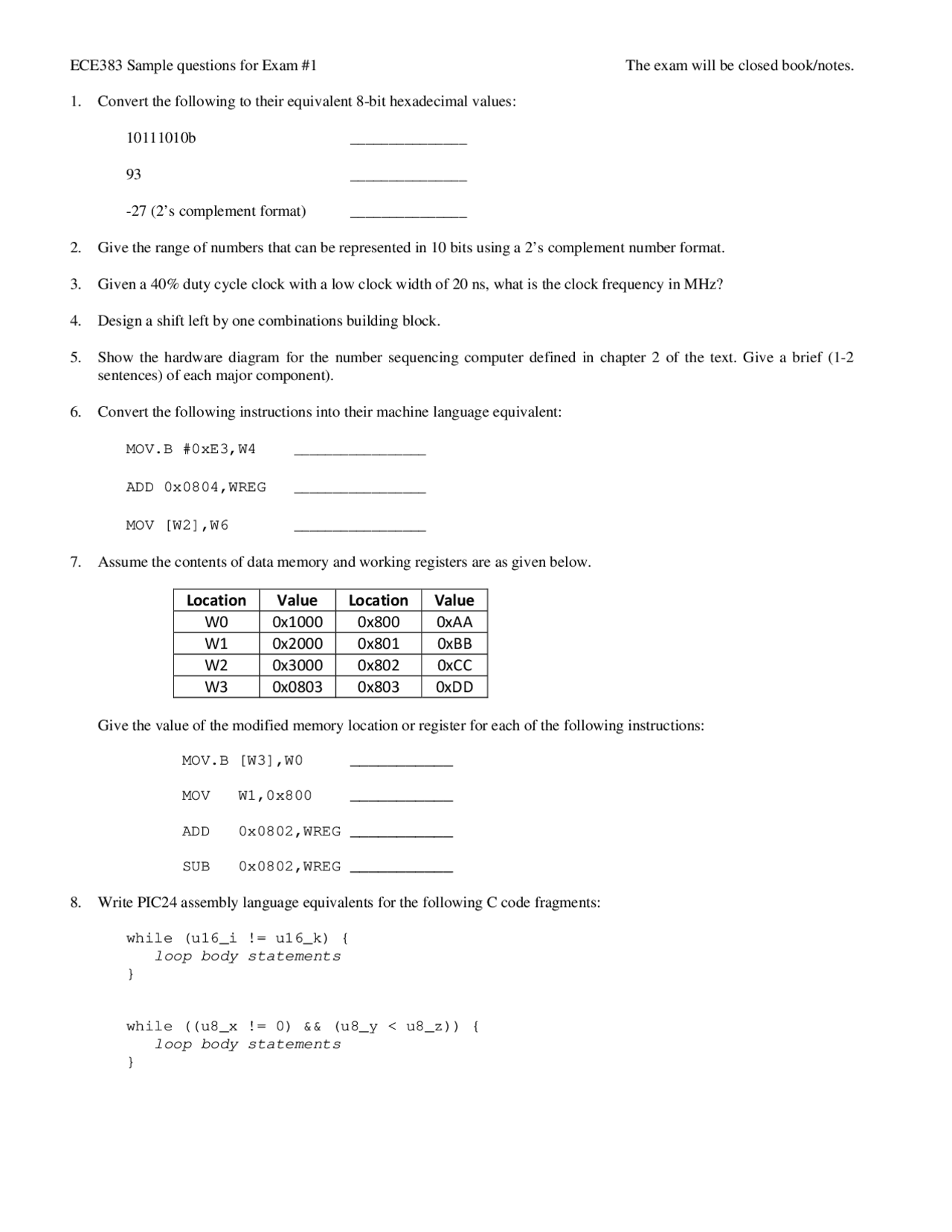 Exam Microcomputers Exam Paper 02 Electrical And Computer Engineering