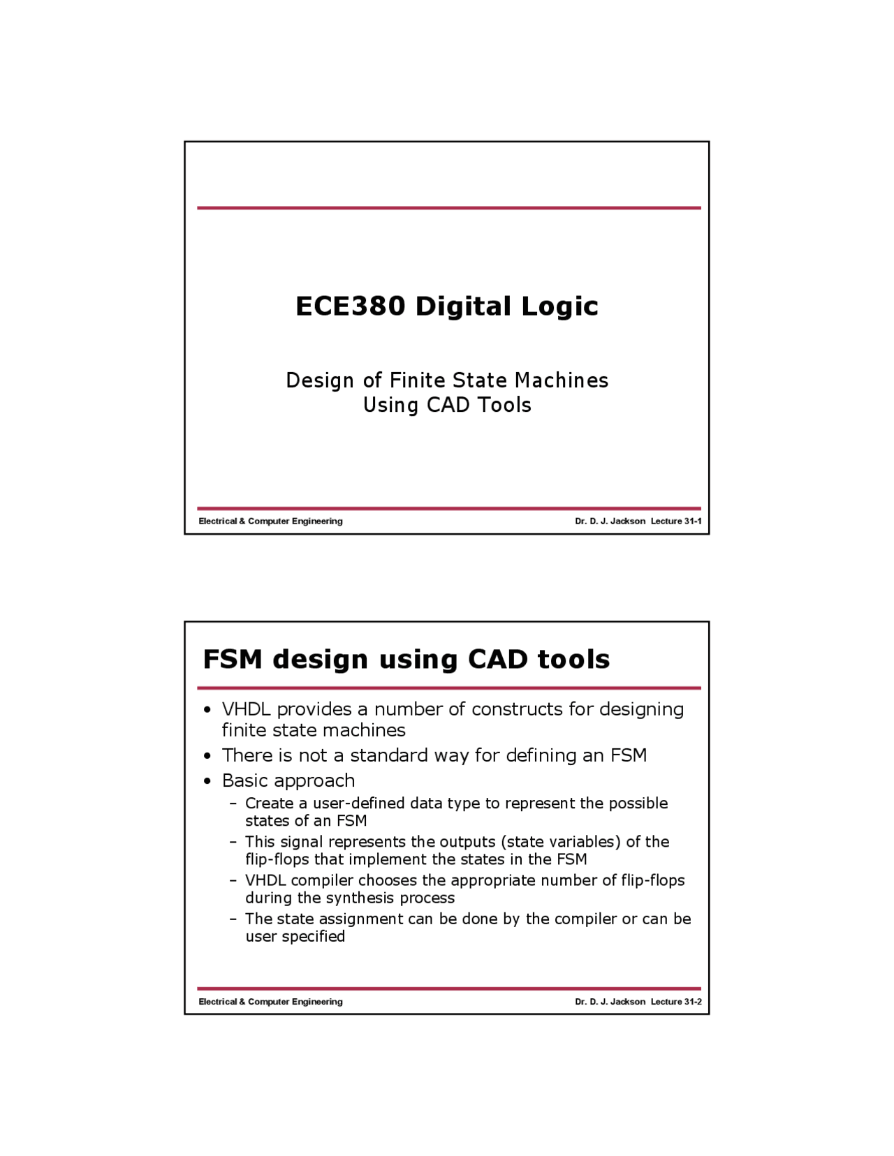Design Finite State Machines-Digital Logic-Lecture 31 Slides-Electrical ...