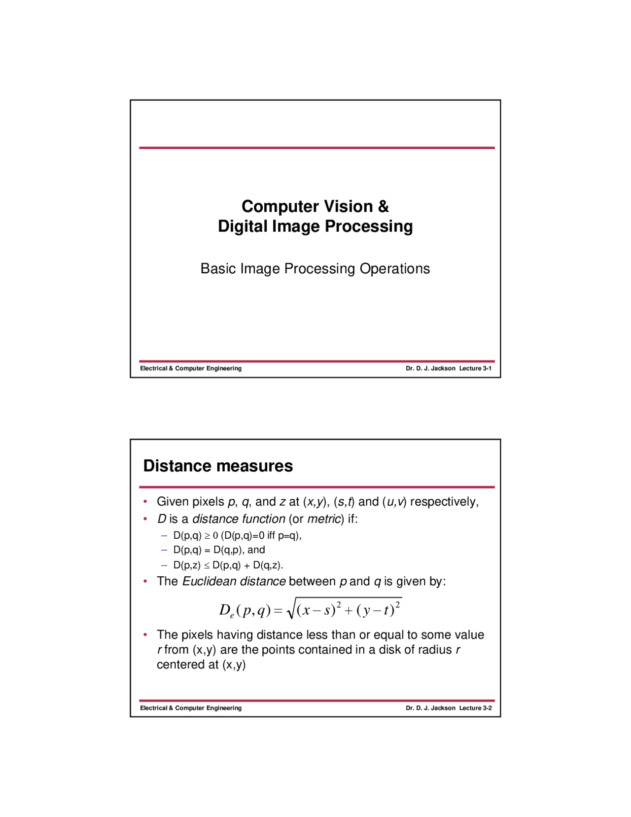 Basic Image Processing Operations- | Slides Digital Image Processing | Docsity