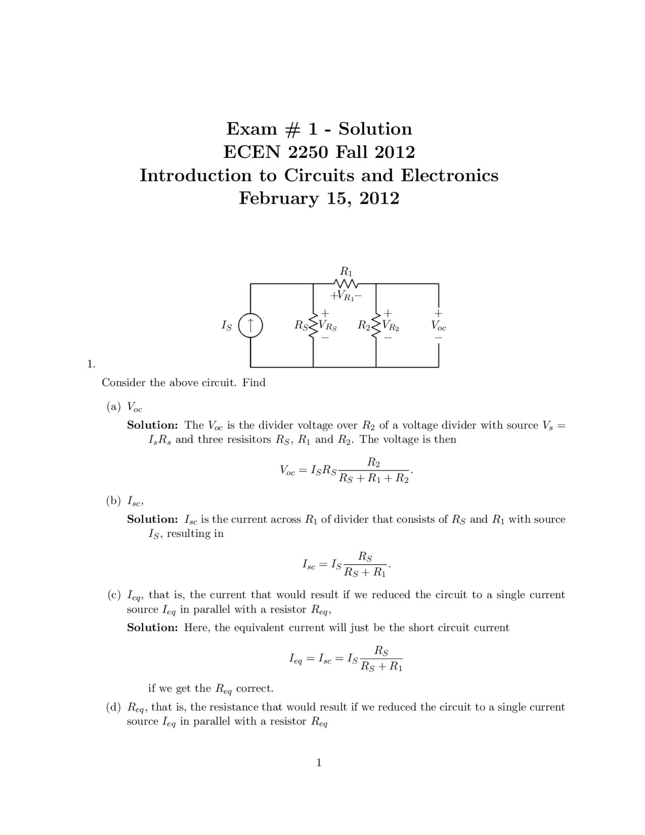 Exam Syllabus Introduction To Circuits And Electronics Ecen 2250