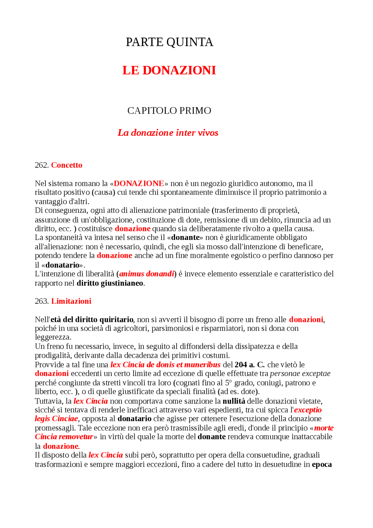 Parte V Le Donazioni Docsity