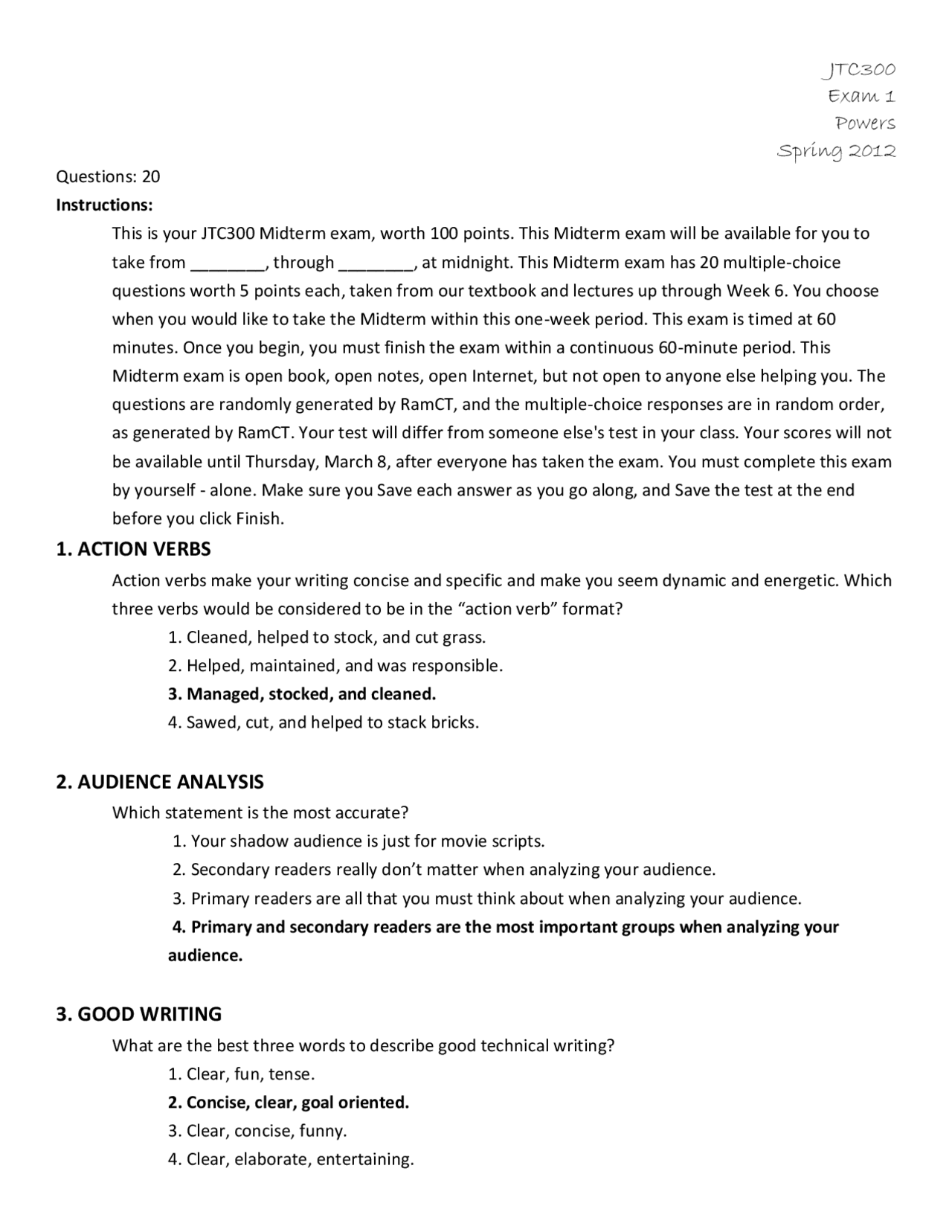 20 Multiple Choice Questions On Professional And Technical