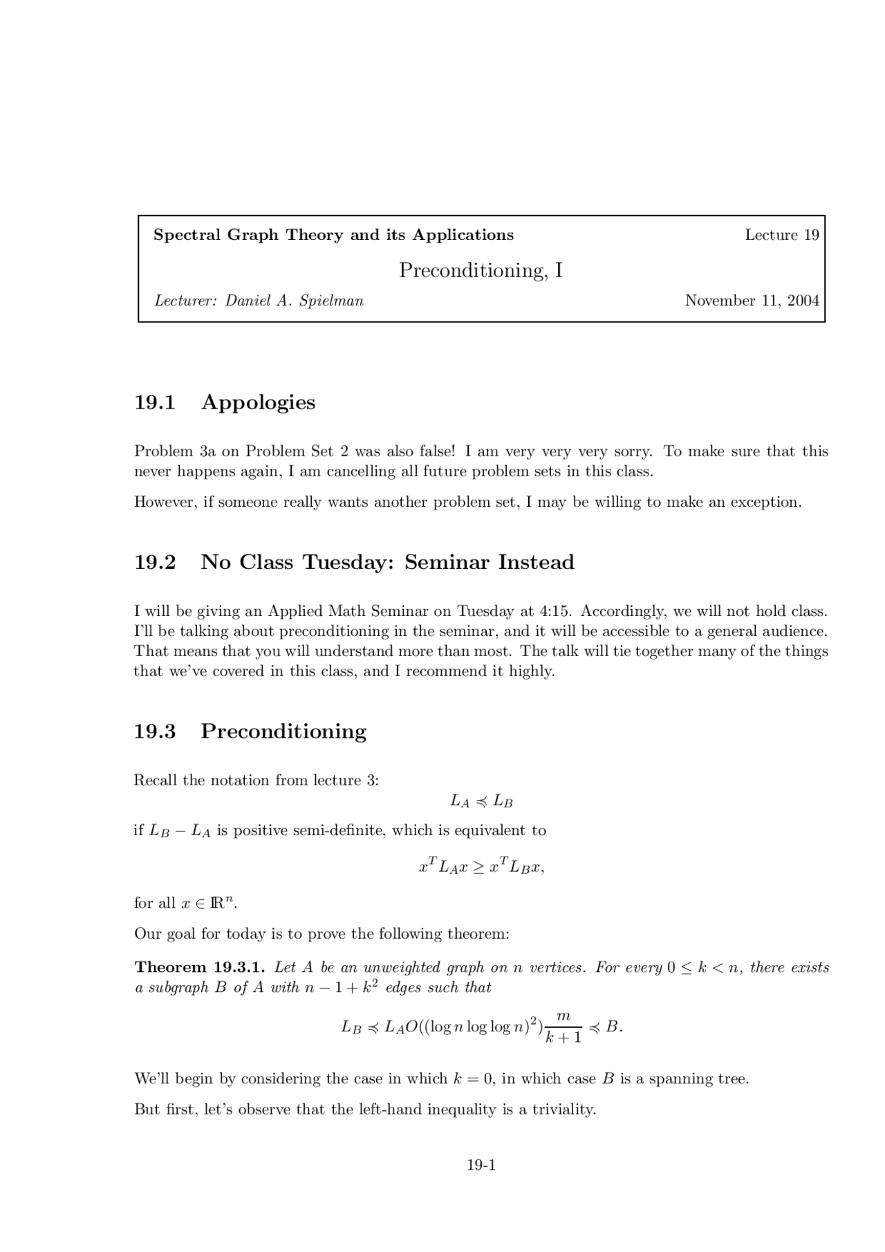 Spectral Graph Theory 19 Lecture Slide Mathematics Docsity
