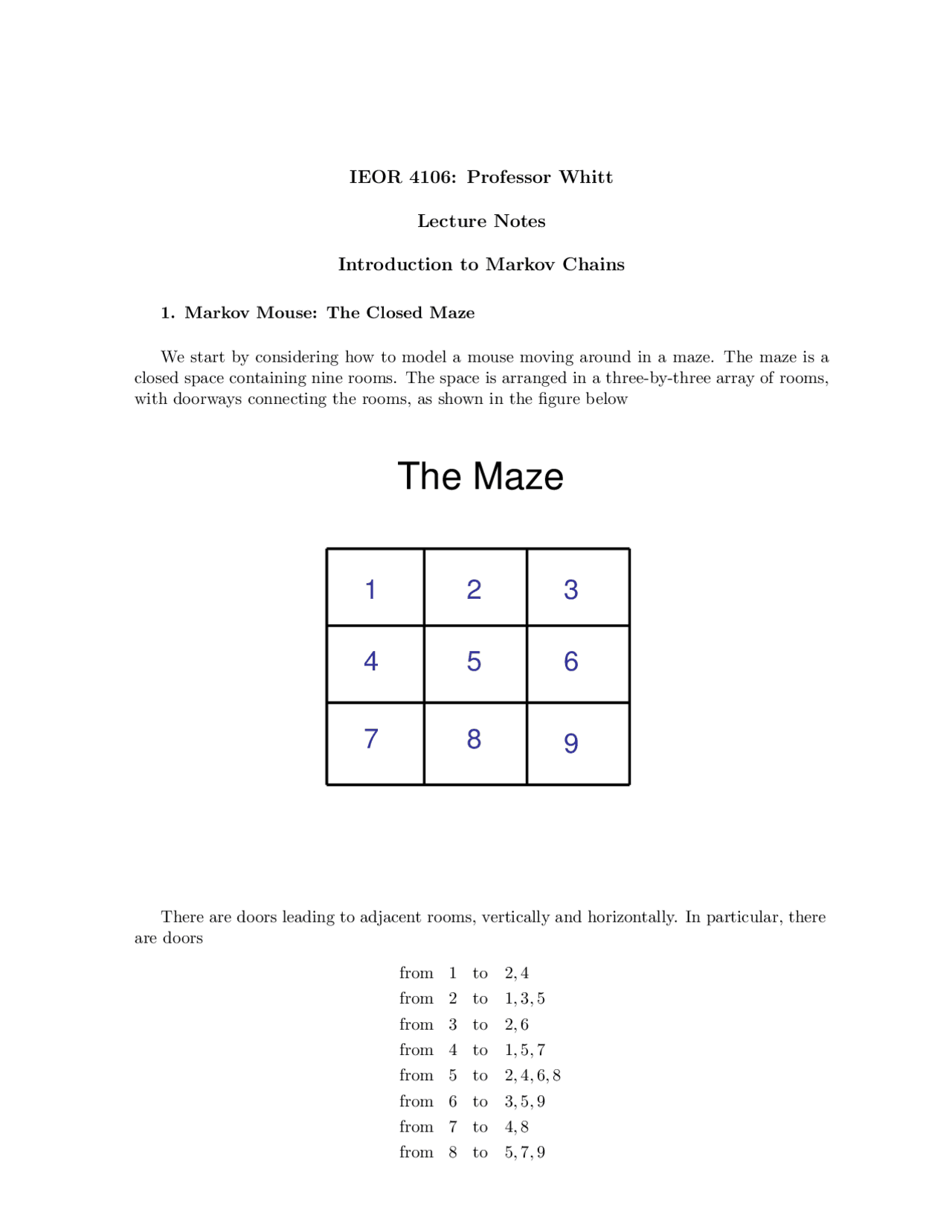 Markov Chains Introduction Essay Mathematics Docsity