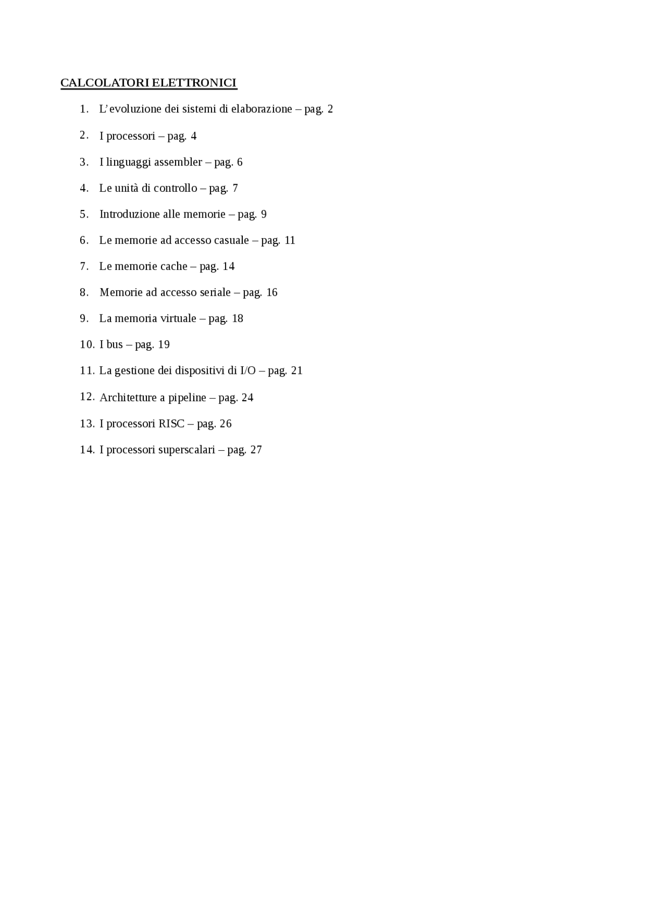 Teoria Di Calcolatori Elettronici Docsity